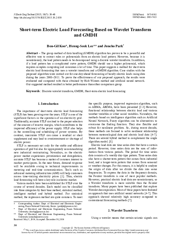 (PDF) Short-term Electric Load Forecasting Based on Wavelet Transform ...