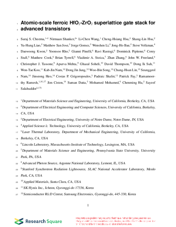 (PDF) Atomic-scale ferroic HfO2-ZrO2 superlattice gate stack for advanced transistors