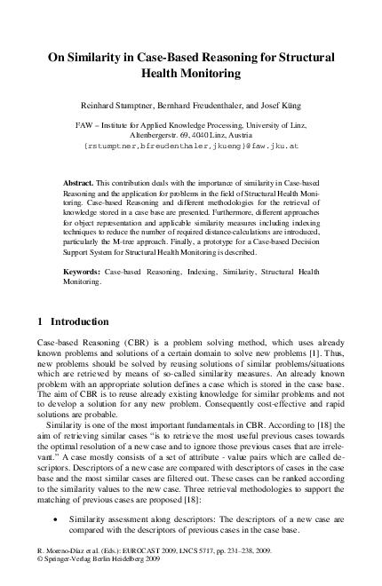 (PDF) On Similarity in Case-Based Reasoning for Structural Health ...