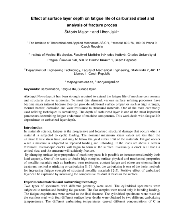 Pdf Effect Of Surface Layer Depth On Fatigue Life Of Carburized Steel And Analysis Of Fracture