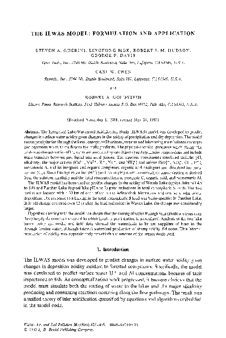 (PDF) The ILWAS Model: Formulation and Application