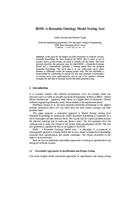 (PDF) ROM: A Runnable Ontology Model Testing Tool
