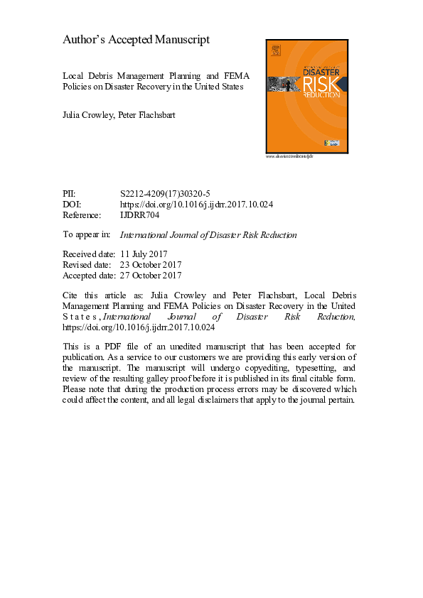 (PDF) Local debris management planning and FEMA policies on disaster ...