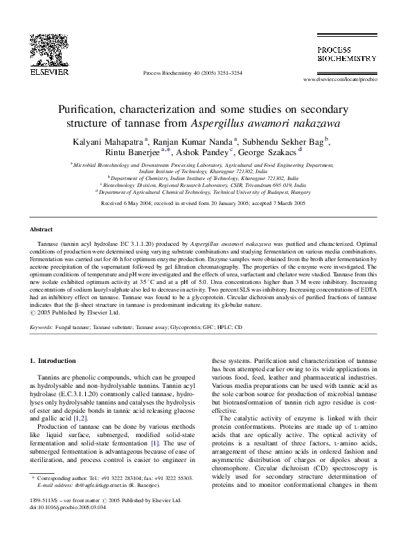 (PDF) Purification, characterization and some studies on secondary ...