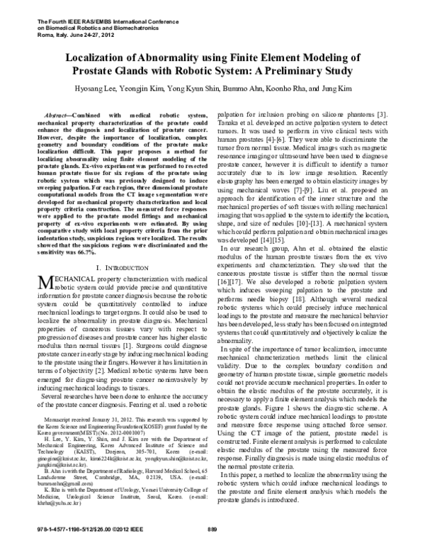 Pdf Localization Of Abnormality Using Finite Element Modeling Of