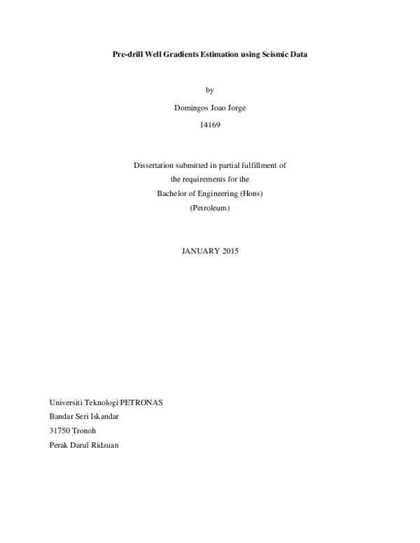 Pdf Pre Drill Well Gradients Estimation Using Seismic Data