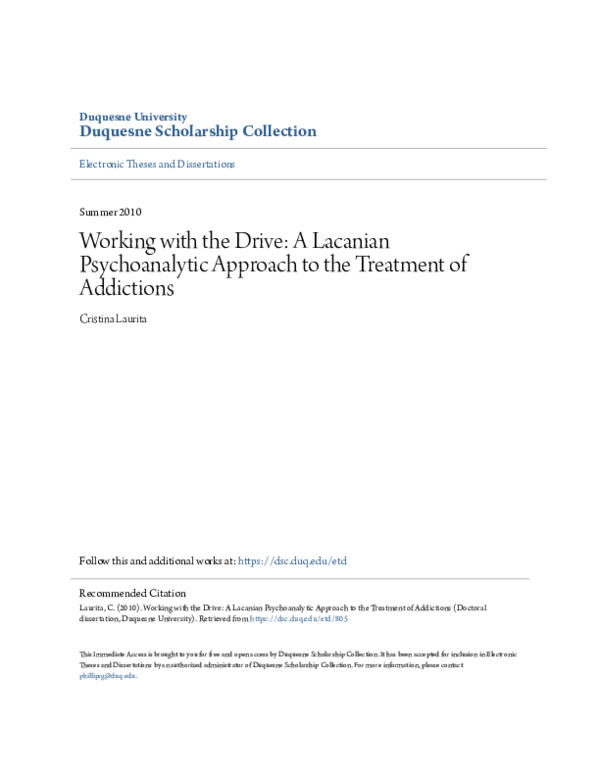 (PDF) Working with the Drive: A Lacanian Psychoanalytic Approach to the ...