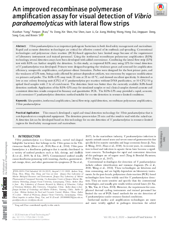 (PDF) An improved recombinase polymerase amplification assay for visual detection of Vibrio ...
