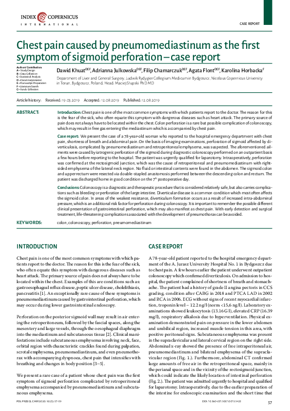 (PDF) Chest pain caused by pneumomediastinum as the first symptom of ...