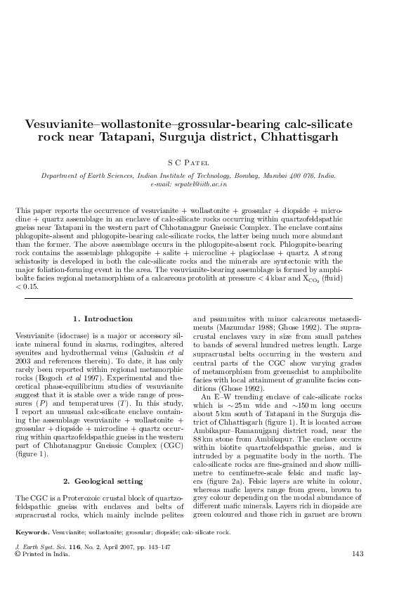 (PDF) Vesuvianite-wollastonite-grossular-bearing calc-silicate rock ...