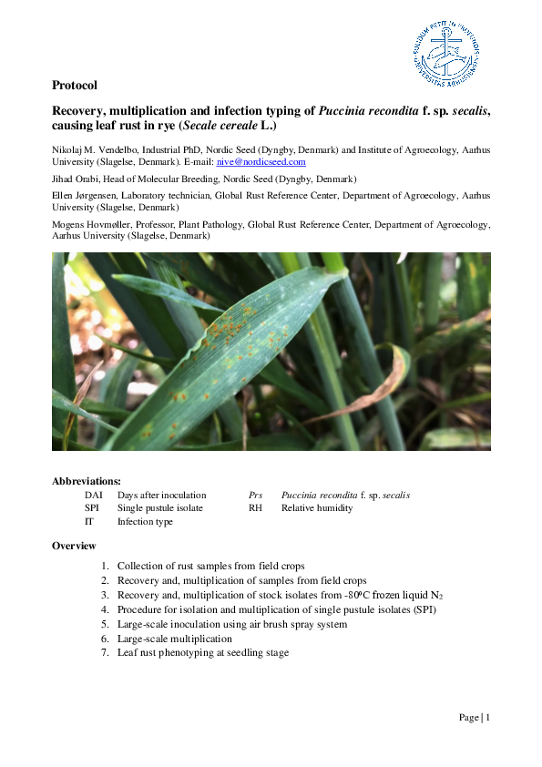 (PDF) Protocol: Recovery, multiplication and infection typing of ...