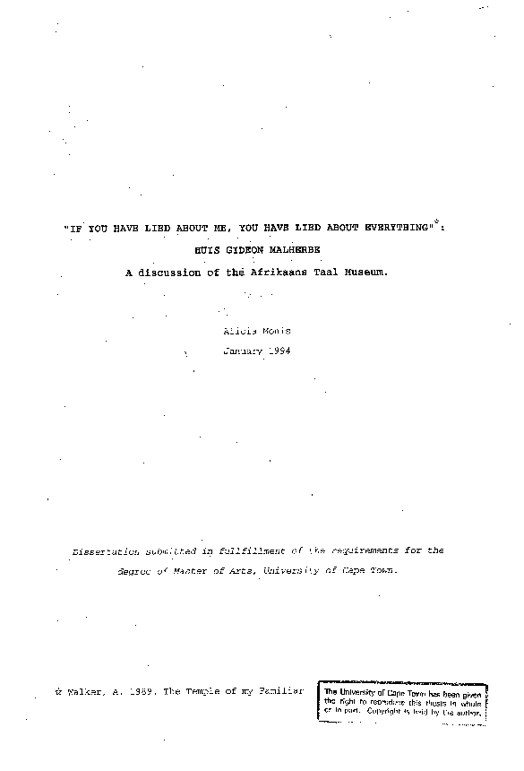 (PDF) If You Have Lied about Me, You Have Lied about Everything": Huis ...