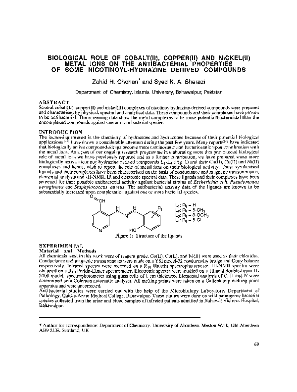 (PDF) Biological Role of Cobalt(II), Copper(II) and Nickel(II) Metal Ions on the Antibacterial ...