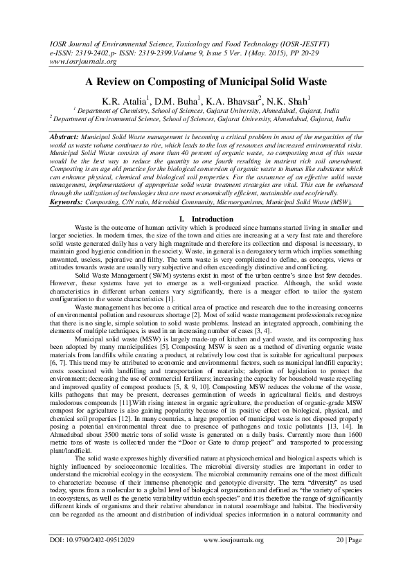 (PDF) A Review on Composting of Municipal Solid Waste