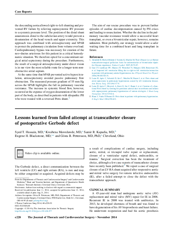 (PDF) Lessons learned from failed attempt at transcatheter closure of ...