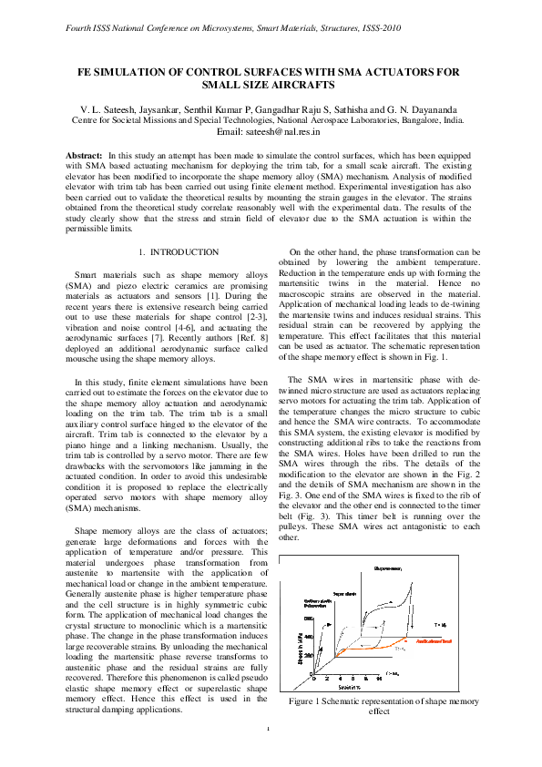 (PDF) Fe Simulation of Control Surfaces with Sma Actuators for Small Size Aircrafts