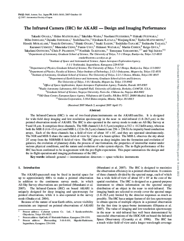 (PDF) The Infrared Camera (IRC) for AKARI–Design and Imaging Performance