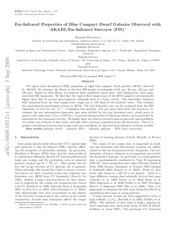 (PDF) Far-Infrared Properties of Blue Compact Dwarf Galaxies Observed ...