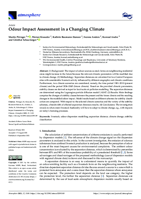 (PDF) Odour Impact Assessment in a Changing Climate