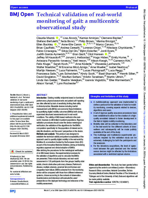 (PDF) Technical validation of real-world monitoring of gait: a ...