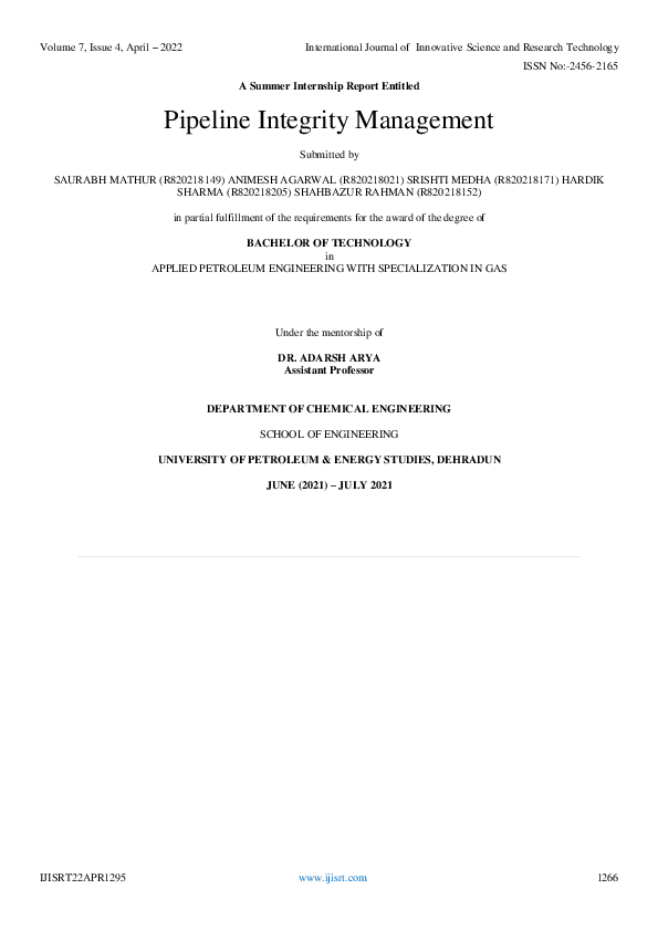 (PDF) Pipeline Integrity Management