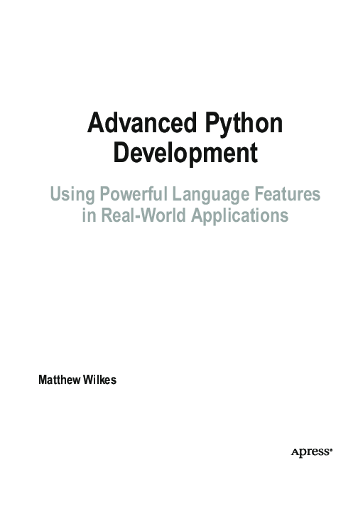 (PDF) Advanced Python Development (PDF) Advanced Python Development