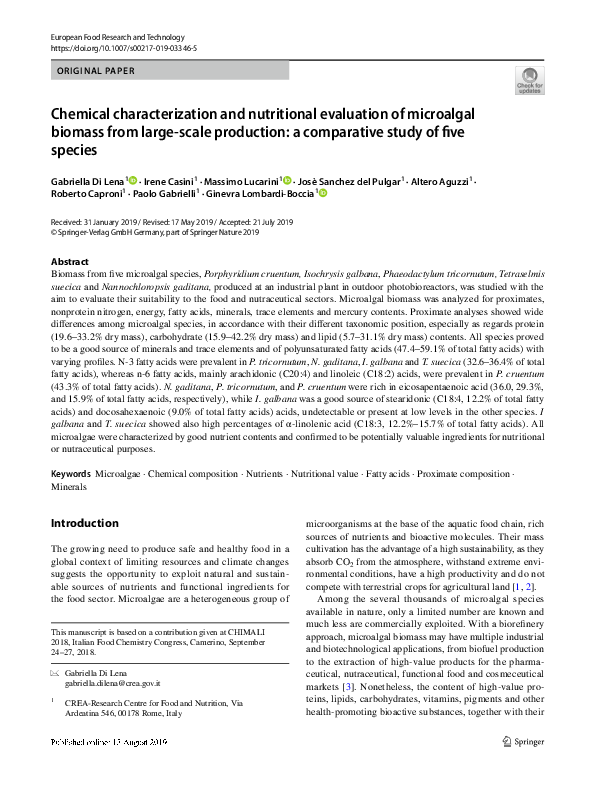 (PDF) Chemical characterization and nutritional evaluation of microalgal biomass from large ...