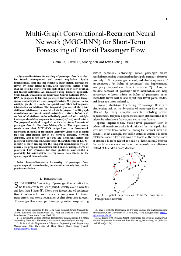 Pdf Multi Graph Convolutional Recurrent Neural Network Mgc Rnn For Short Term Forecasting Of