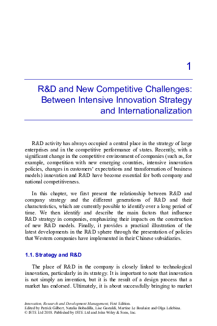 (PDF) Innovation, Research and Development Management