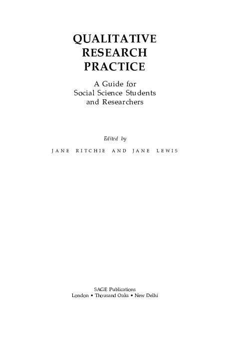 (PDF) QUALITATIVE RESEARCH PRACTICE A Guide for Social Science Students and Researchers Edited ...