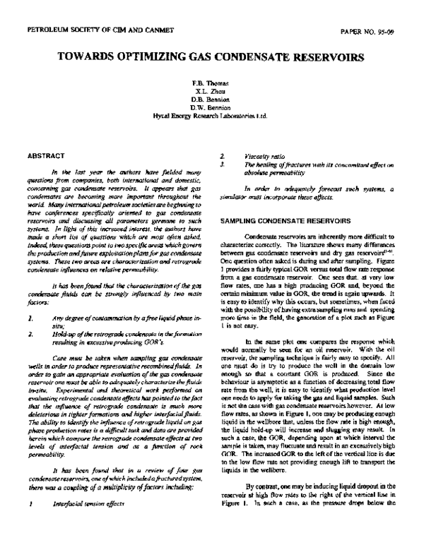 (PDF) Towards Optimizing Gas Condensate Reservoirs (PDF) Towards Optimizing Gas Condensate Reservoirs