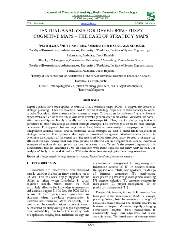 (PDF) Textual Analysis for Developing Fuzzy Cognitive Maps – the Case of Strategy Maps 1