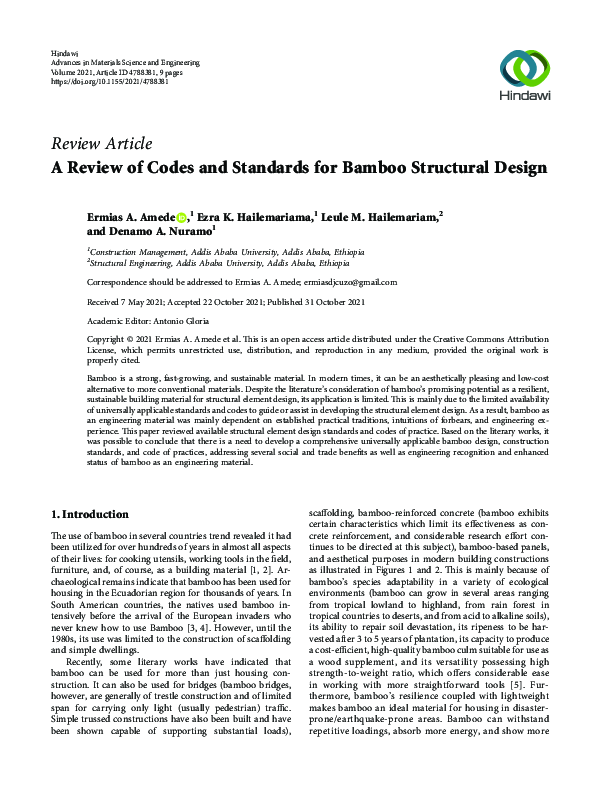 (PDF) A Review of Codes and Standards for Bamboo Structural Design