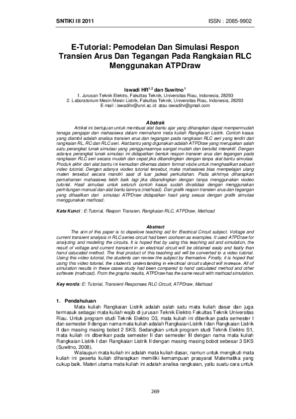 (PDF) E-Tutorial: Pemodelan Dan Simulasi Respon Transien Arus Dan ...
