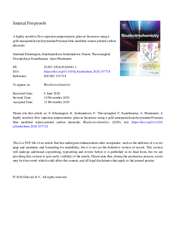 Pdf A Highly Sensitive Flow Injection Amperometric Glucose Biosensor