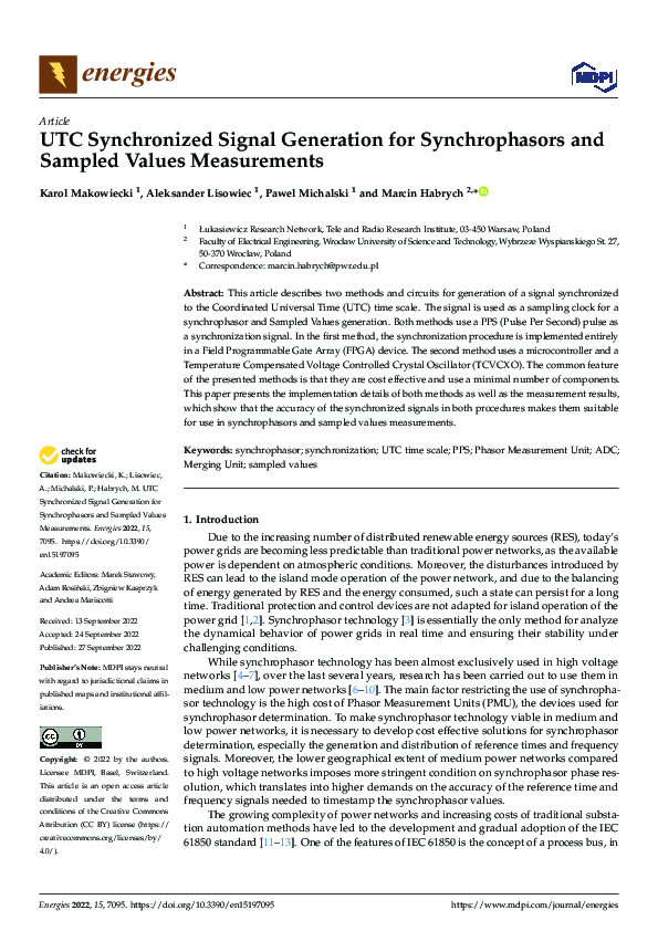 (PDF) UTC Synchronized Signal Generation for Synchrophasors and Sampled ...