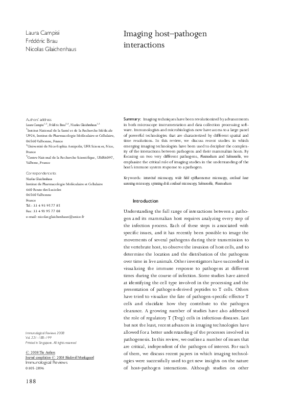 (PDF) Imaging host–pathogen interactions | Frédéric Brau - Academia.edu