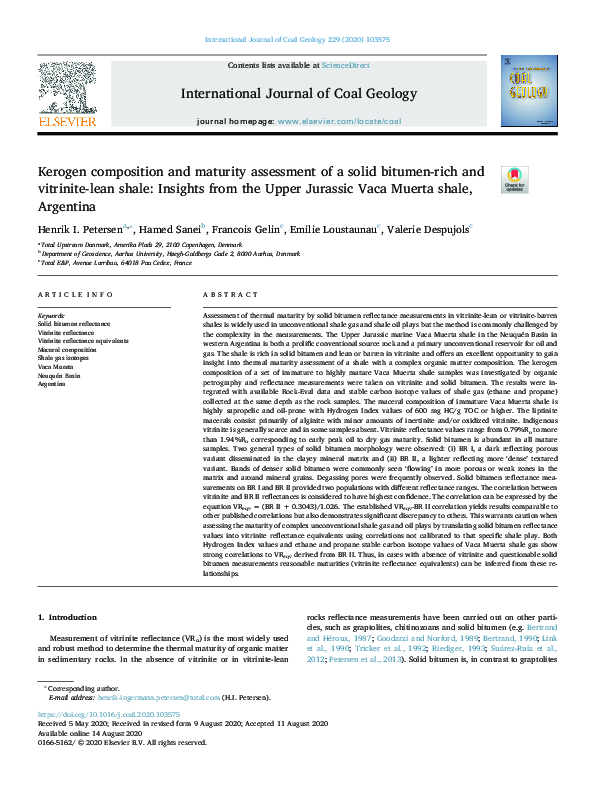(PDF) Kerogen composition and maturity assessment of a solid bitumen ...