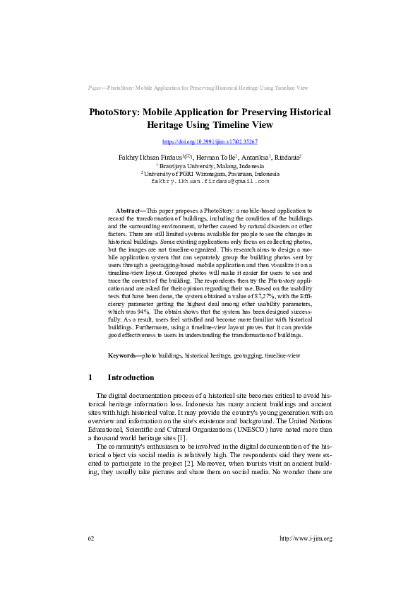 (PDF) Paper-PhotoStory: Mobile Application for Preserving Historical ...