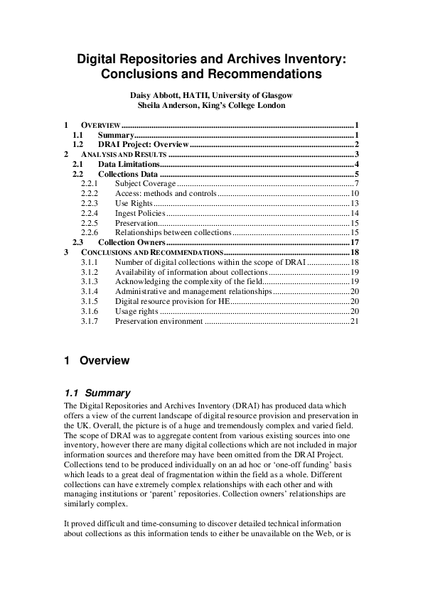 (PDF) Digital Repositories and Archives Inventory: Conclusions and ...