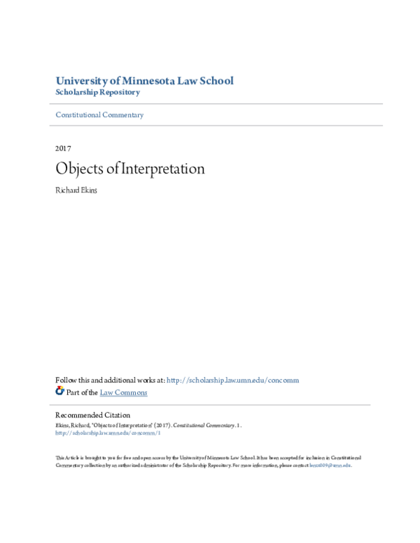 (PDF) Objects of Interpretation