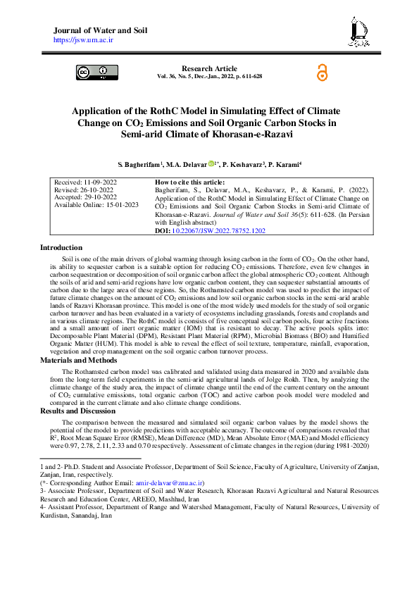 (PDF) Application of the RothC Model in Simulating Effect of Climate ...