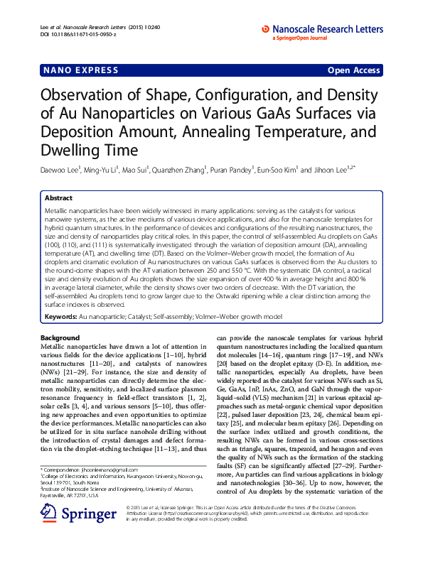 (PDF) Observation of Shape, Configuration, and Density of Au ...