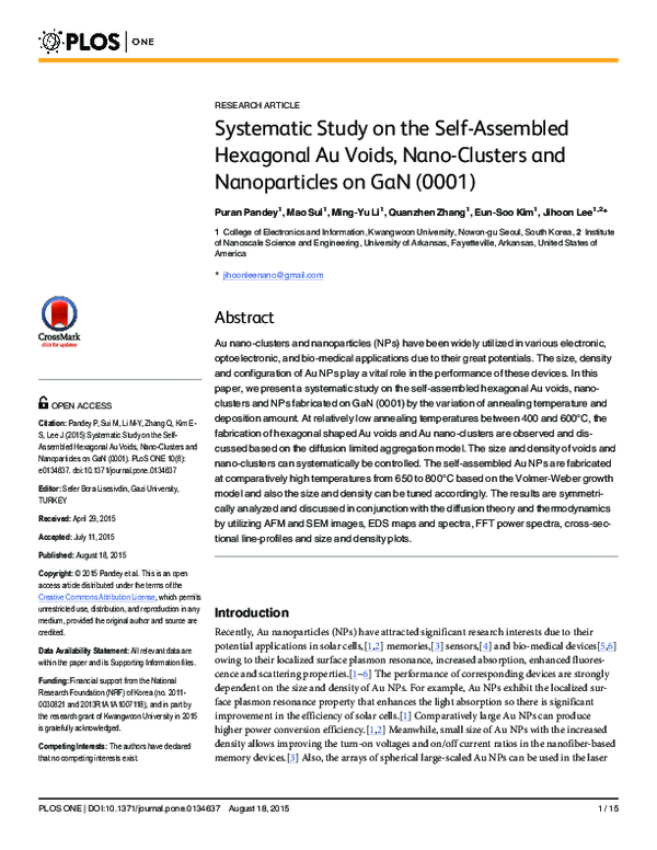 (PDF) Systematic Study on the Self-Assembled Hexagonal Au Voids, Nano-Clusters and Nanoparticles ...