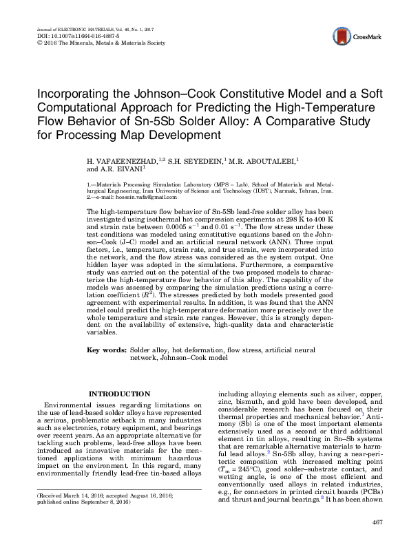 Pdf Incorporating The Johnson Cook Constitutive Model And A Soft Computational Approach For