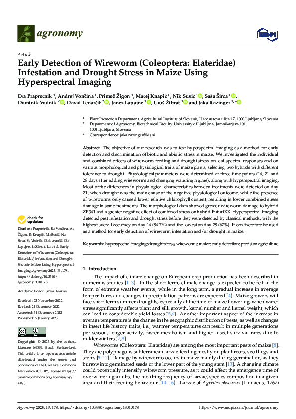 (PDF) Early Detection of Wireworm (Coleoptera: Elateridae) Infestation ...