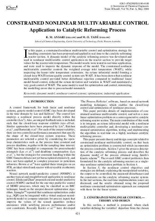 (PDF) Constrained Nonlinear Multivariable Control