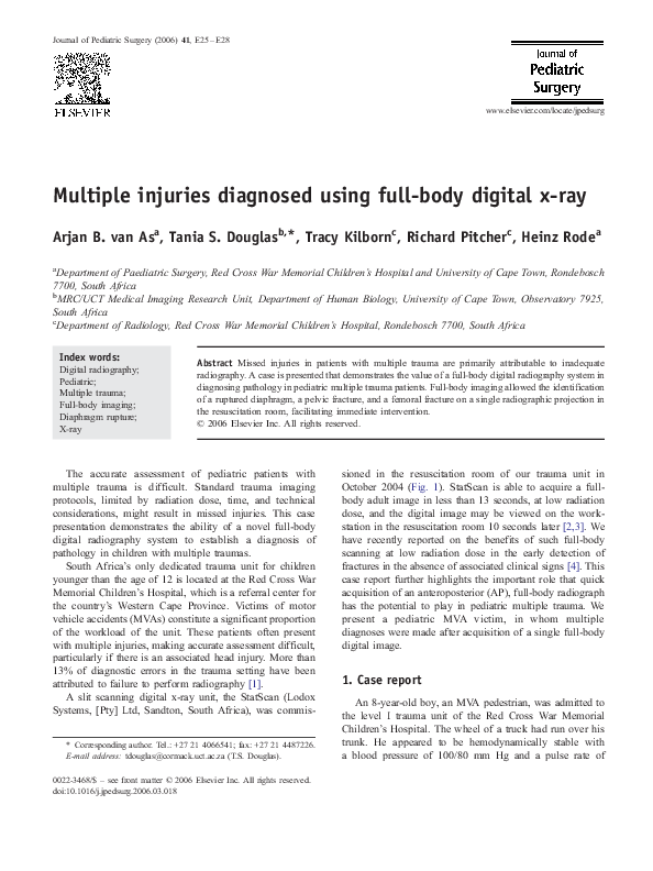 (PDF) Multiple injuries diagnosed using full-body digital x-ray