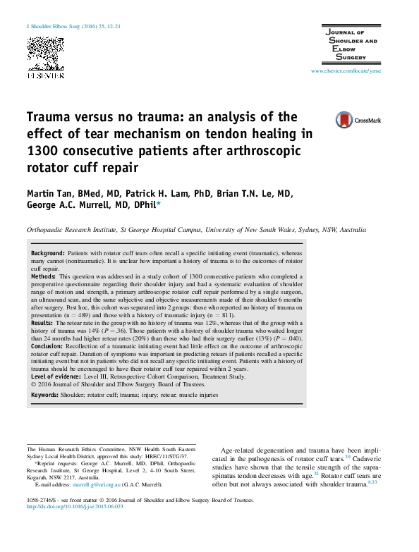 (PDF) Trauma versus no trauma: an analysis of the effect of tear ...
