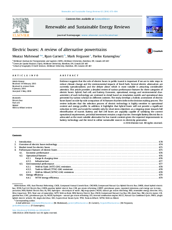 (PDF) Electric buses: A review of alternative powertrains